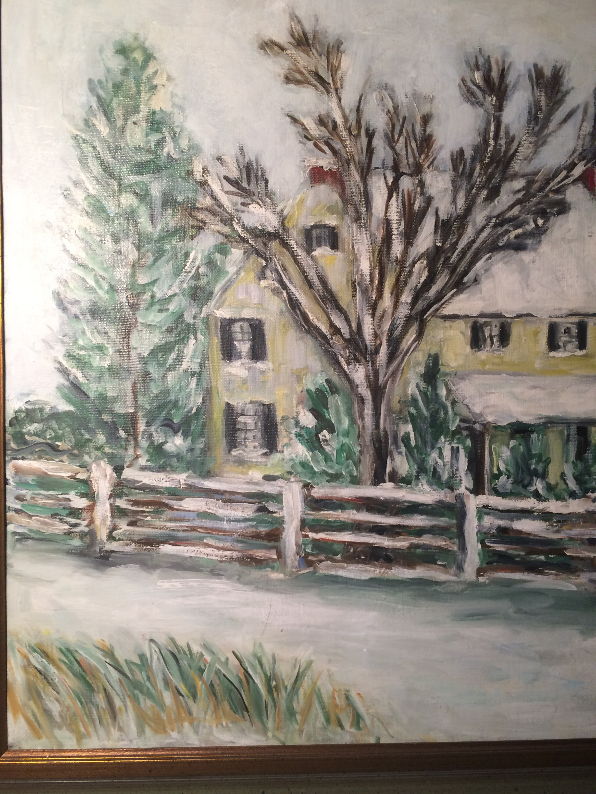 Nice Large Arlene Hunter "Farm House In Winter" Oil Painting - Signed ...