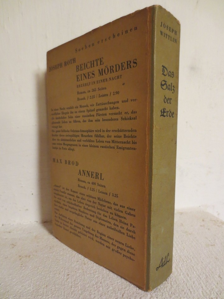 Joseph Wittlin 'Das Salz der Erde' -- ERSTAUSGABE -- Vorwort: Joseph ...
