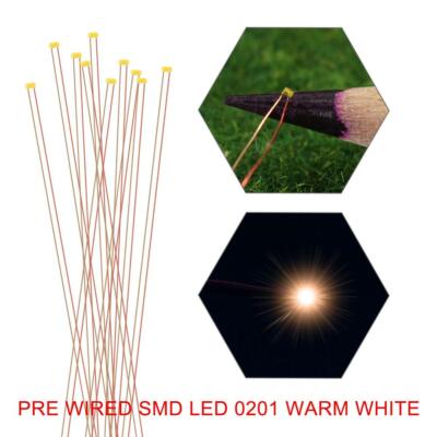 10pcs Pre-wired SMD LED 0201 Warm White micro Copper Wire LED Lights ...