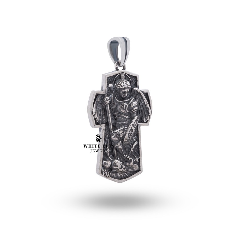 St Michael Archangel Cross God Army Commander Orthodox Shield Pendant ...