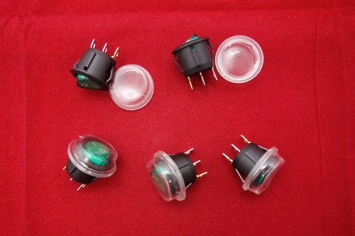 5Pcs 24V Green Illuminated Round 2 Position Rocker Switch with ...