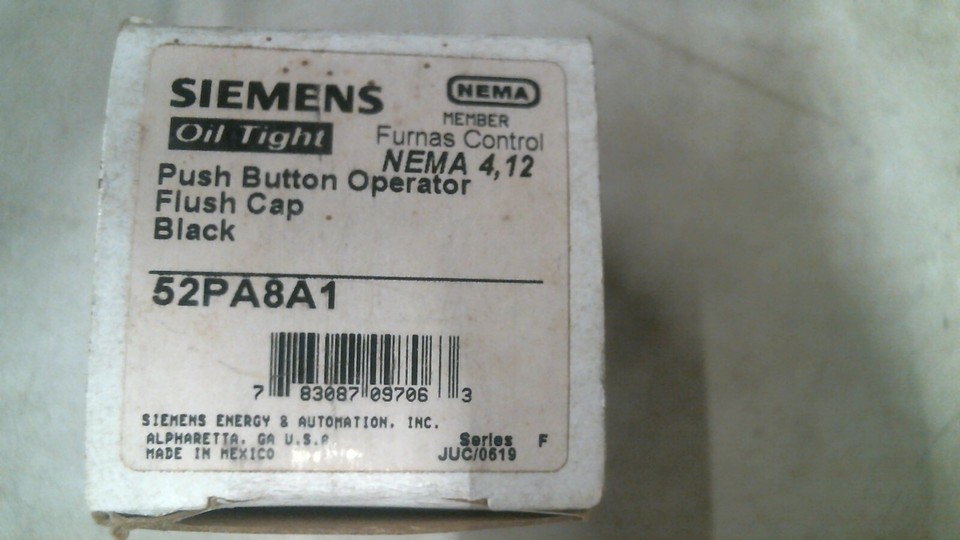 SIEMENS 52PA8A1 PUSH BUTTON OPERATOR FLUSH CAP BLACK SER.F -FREE ...
