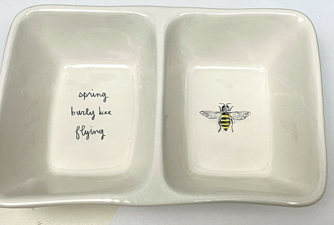 RAE DUNN "spring burly bee flying" Double Sided Candy Trinket Dish NEW ...