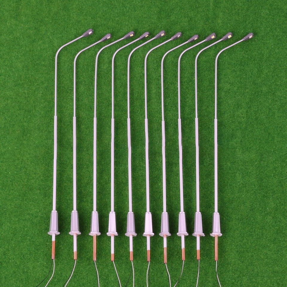 10pcs O-Scale Model Trains Metal Light Poles Wired LED-Lighted Street ...
