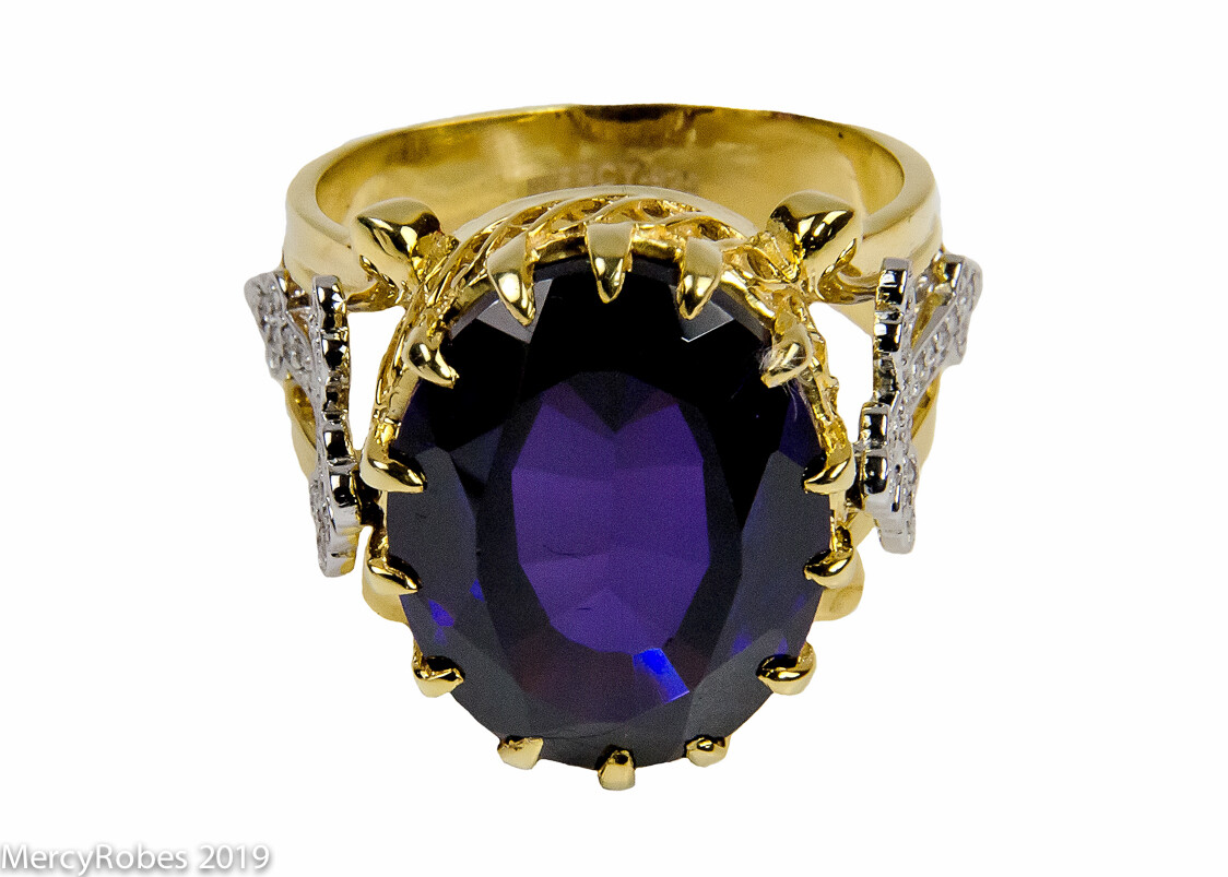 Womens Clergy Bishops Ring (MRG2030 G P) Amethyst, Sterling Silver/Gold ...