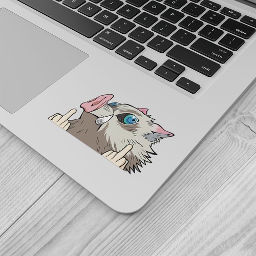 De_mon Slay_er Inosuke Middle Finger Peeker Funny Sticker Vinyl Car ...