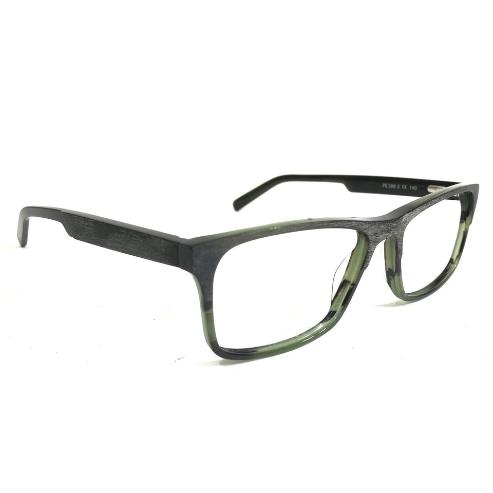 Perry Ellis Eyeglasses Frames PE 386-3 Grey Green Square Wood Grain 54 ...