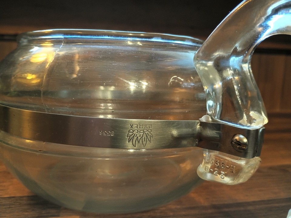 VTG Mid Century Pyrex Glass Coffee Tea Pot Kettle 8336 H Flameware 6 ...