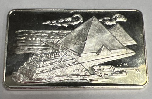 1973 1oz .999 Fine "The Pyramids of Egypt" LIMITED EDITION Silver Bar ...