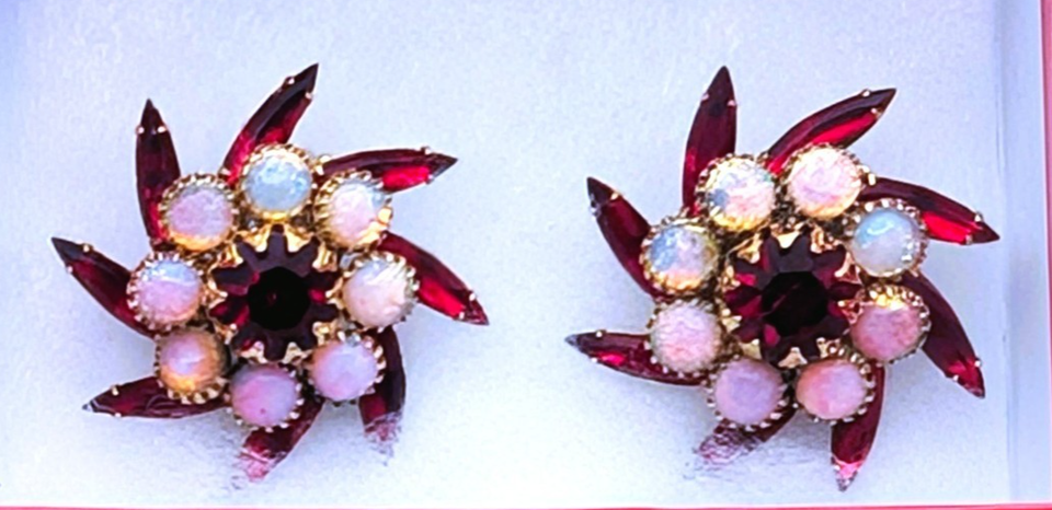 VINTAGE JUDY LEE Ruby Red STARBURST Ruby Red & Pink/Purple FIRE OPAL ...