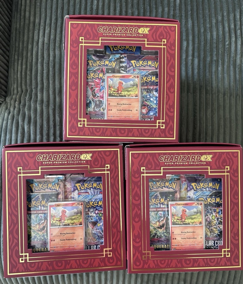 INCLUDES 3 Charizard ex Super Premium Collection Cases Factory Sealed ...