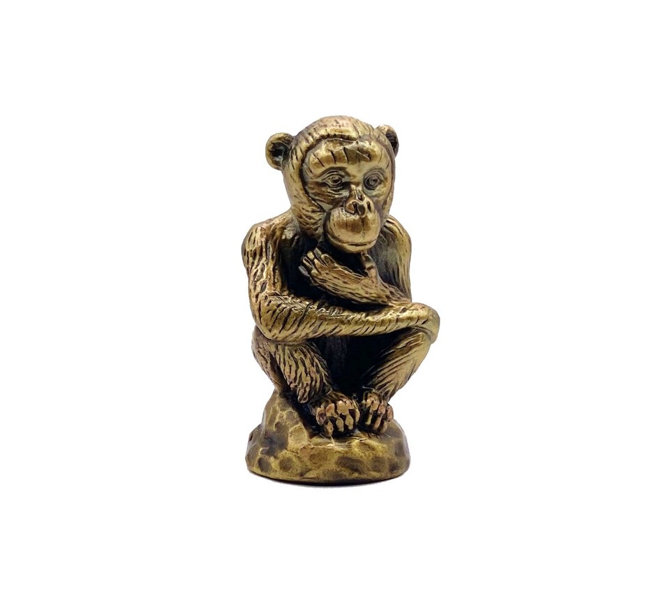 Lamp Finial-THINKING MONKEY-Aged Brass Finish, Highly detailed metal ...