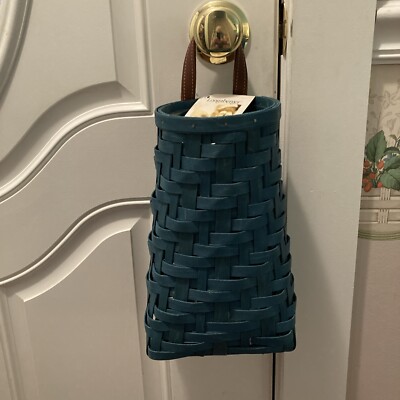 Longaberger RARE WOVEN 2017 TEAL HANGING FLOWER/WINE BASKET SET BRAND ...