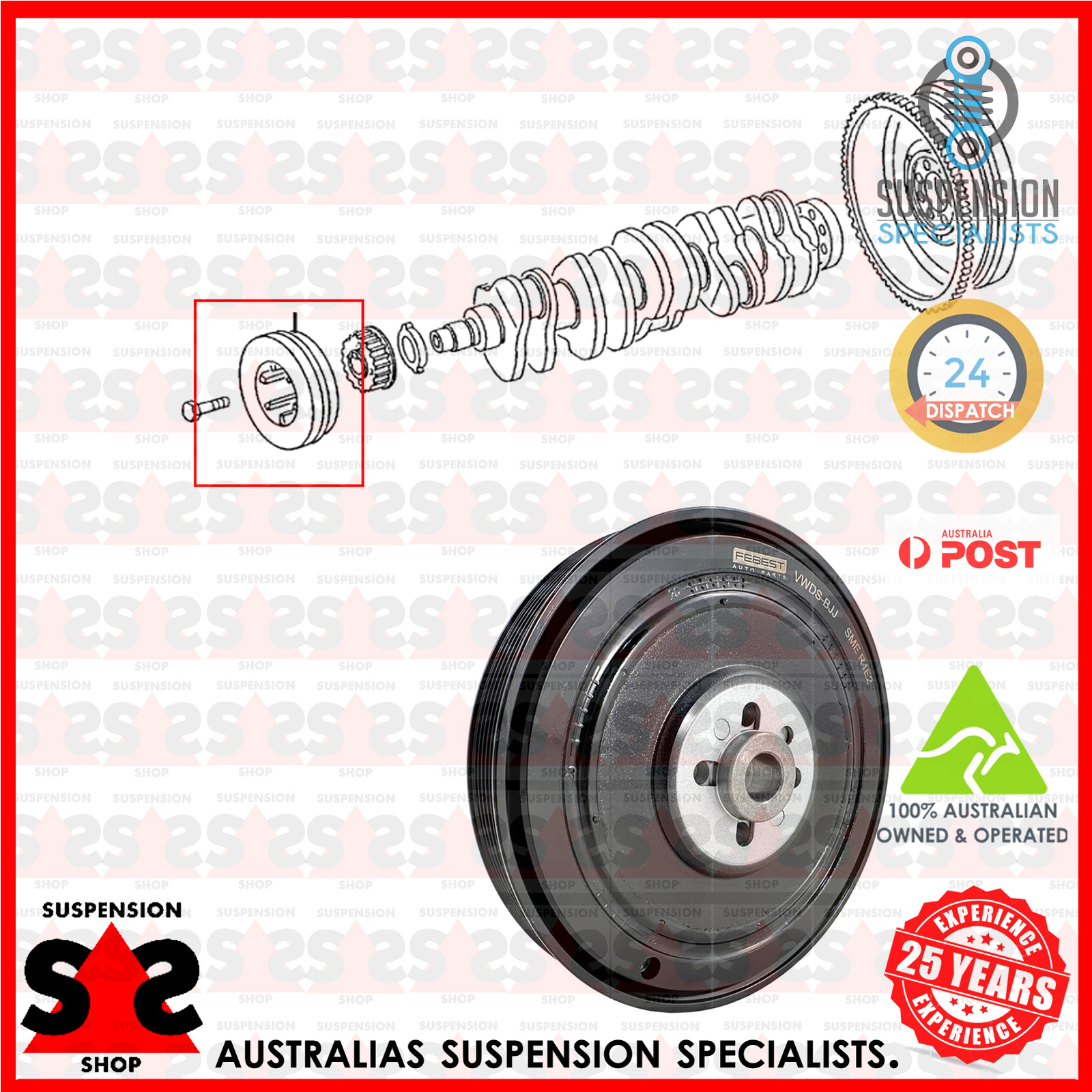 Belt Pulley, Crankshaft Suit VW Transporter T4 Platform/Chassis (70E ...
