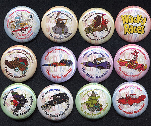 WACKY RACES TWELVE Badges Buttons Pins set - SO COOL ! | eBay