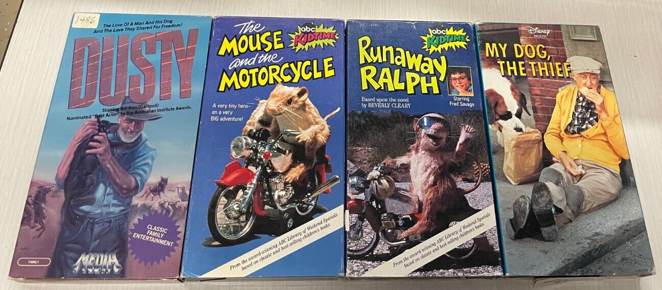 4 Family VHS Lot Runaway Ralph Mouse & the Motorcycle My Dog the Thief ...