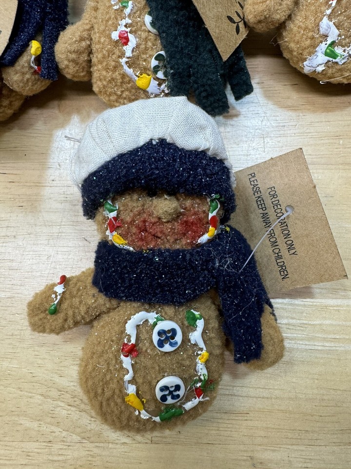 Gingerbread Man Plush Christmas Ornament 4” Lot Of 7 With Scarves | eBay