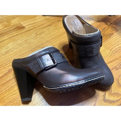 Eurosoft by Sofft Brown Leather Clogs Mules Womens Shoes Comfort Casual ...