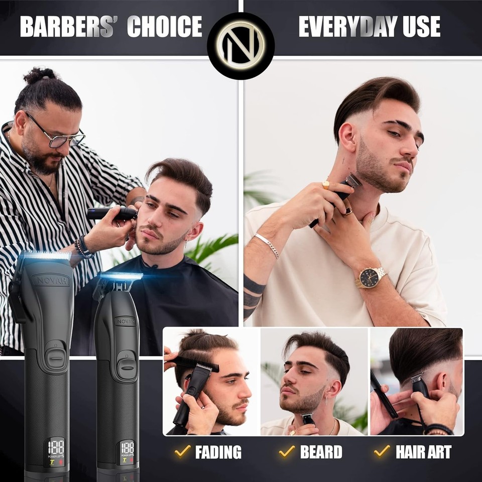 Novah Cordless Hair Clippers for Men Professional Barber Haircut Kit | eBay