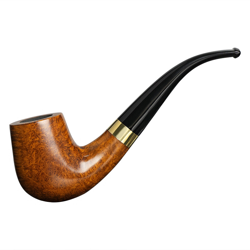 Briar Wood Smooth Billiard Tobacco Smoking Pipe 9mm Bent Acrylic Stem ...