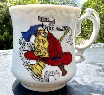 Antique Fireman's Mustache Mug Fire Fighters Emblem 1890 Royal Crown ...