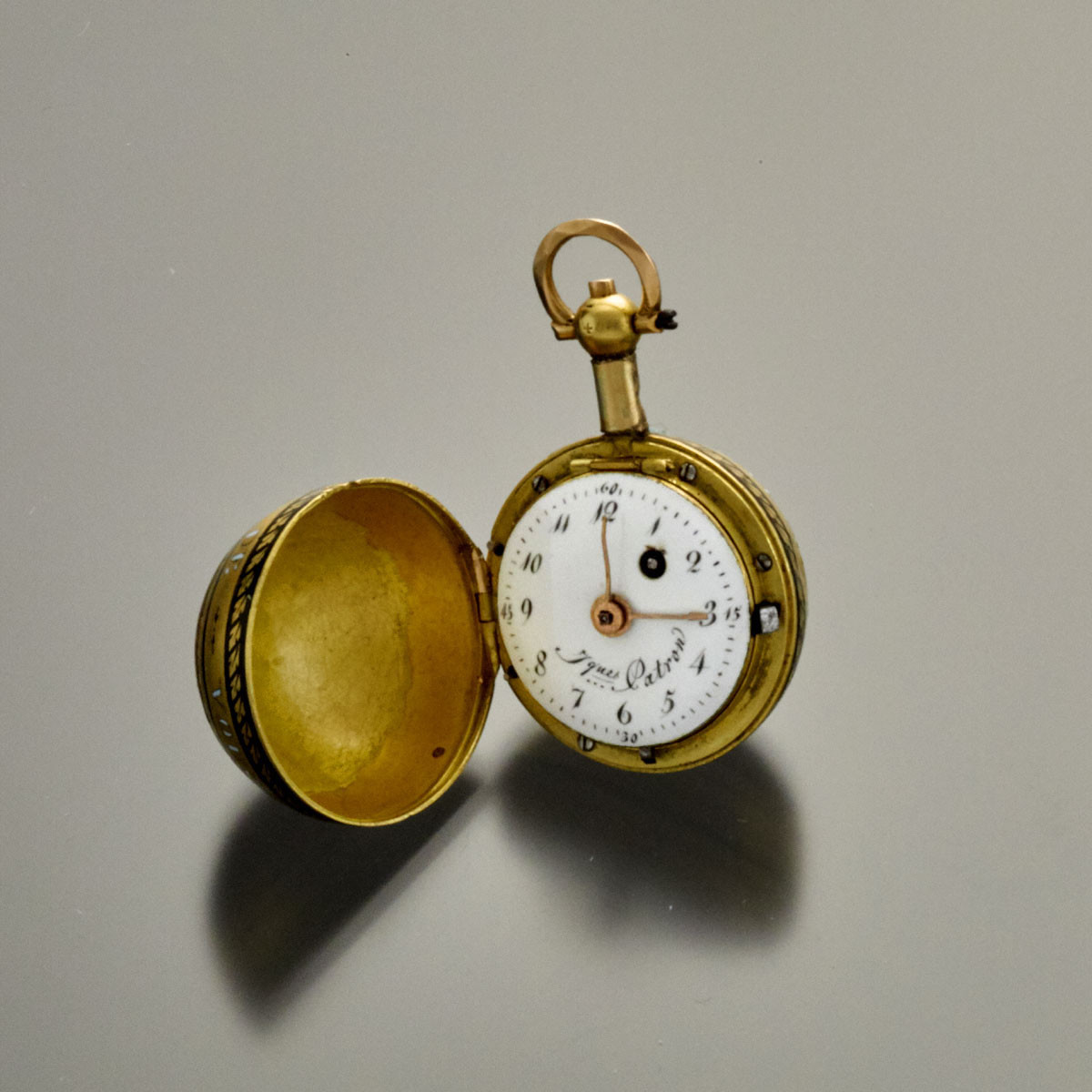 RARE ANTIQUE 18K GOLD ENAMEL MINIATURE VERGE JACQUES PATRON WATCH ...