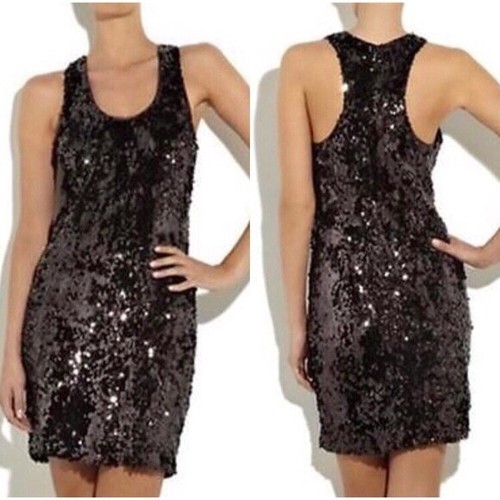 NEW VINCE Brown Sequin Racerback Mini Dress Nylon Silk Sz 4 NWOT | eBay