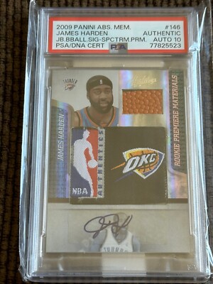 2009-10 Absolute Mem. James Harden Logoman RPA #01/05 PSA 10 Authentic ...