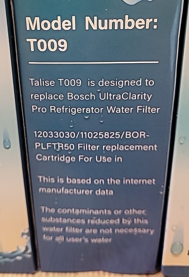 TALISE T009 Replacement FILTER 3PK, For BOSCH BOR-PLFTR50 12033030. NEW ...