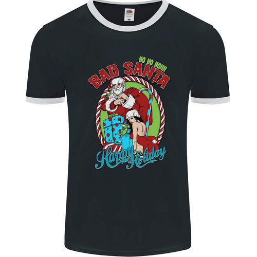 Christmas Bad Santa Funny Xmas Mens Ringer T-Shirt FotL | eBay