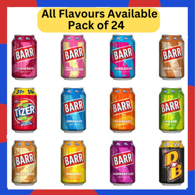 BARR since 1875, 24 pack Fizzy Drink Cans Soft Drink No Sugar 24 x 330 ...