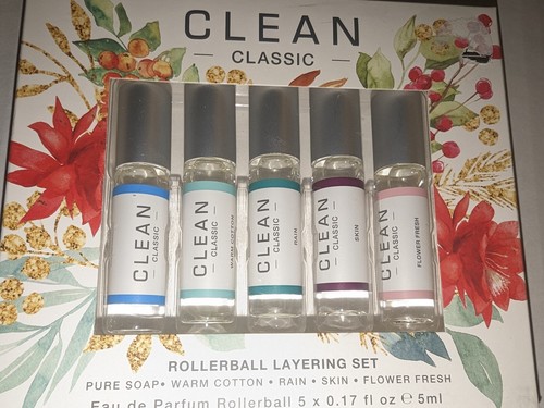 NIB CLEAN perfume set, rollerball layering set, EDP, 5 X 0.17 OZ / 5ML ...