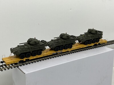 Walthers 920-104607 89’ TTX TPDX flat car w/3 army or Marine Stryker ...