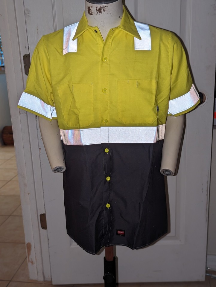 Red Kap Reflective Yellow Work Shirt Type R Class 2 Level 2 Sz M Short ...