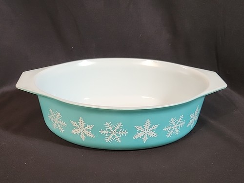 Pyrex Turquoise Snowflake Oval 2-1/2 Qt Casserole Dish #045 No Lid ...