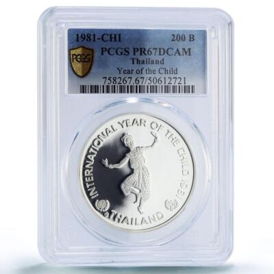 Thailand 200 baht UNICEF Save the Children Child Year PR67 PCGS silver ...