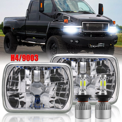 Pair 7x6'' 5x7'' Led Headlights Clear H4 for GMC TopKick C6500 C5500 ...