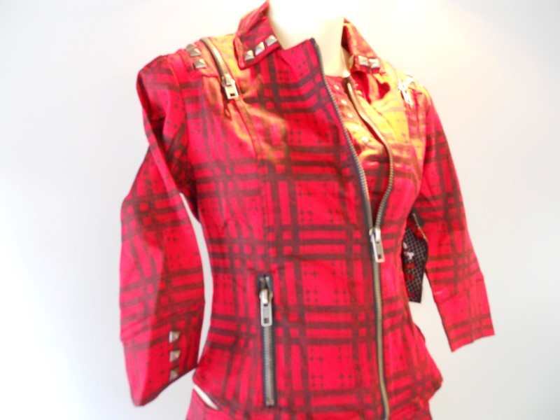 Nos Lip Service Red Plaid Pyramid Stud Corrosion Of Conformity Jacket ...