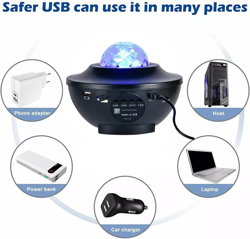 LED Galaxy Star Moon Cloud Projector Night Light Ocean Lamp Remote ...