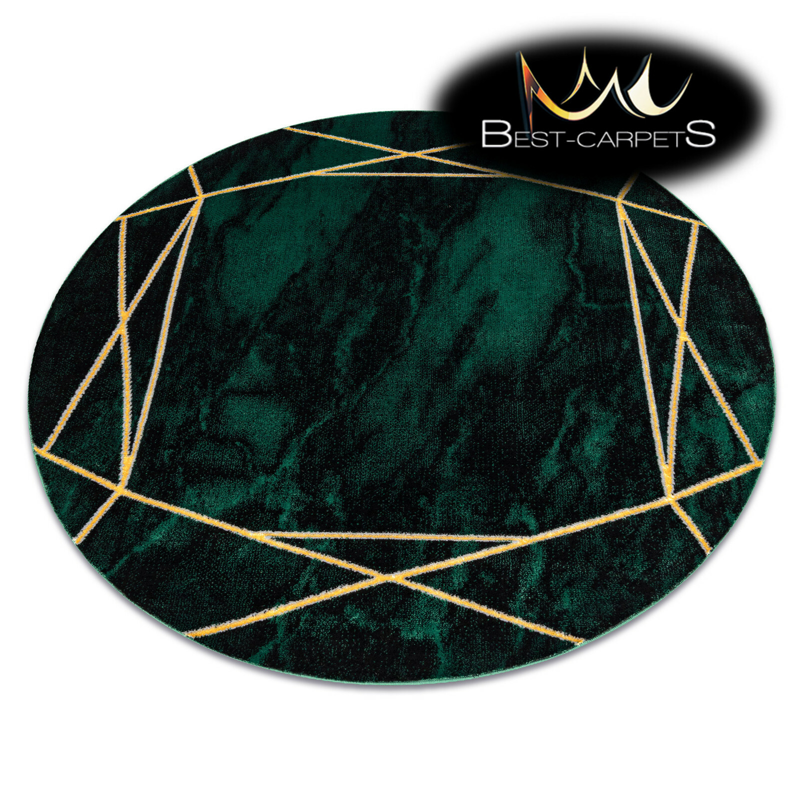 Exclusive Modern Rug "EMERALD" circle glamour marble GREEN / GOLD High ...