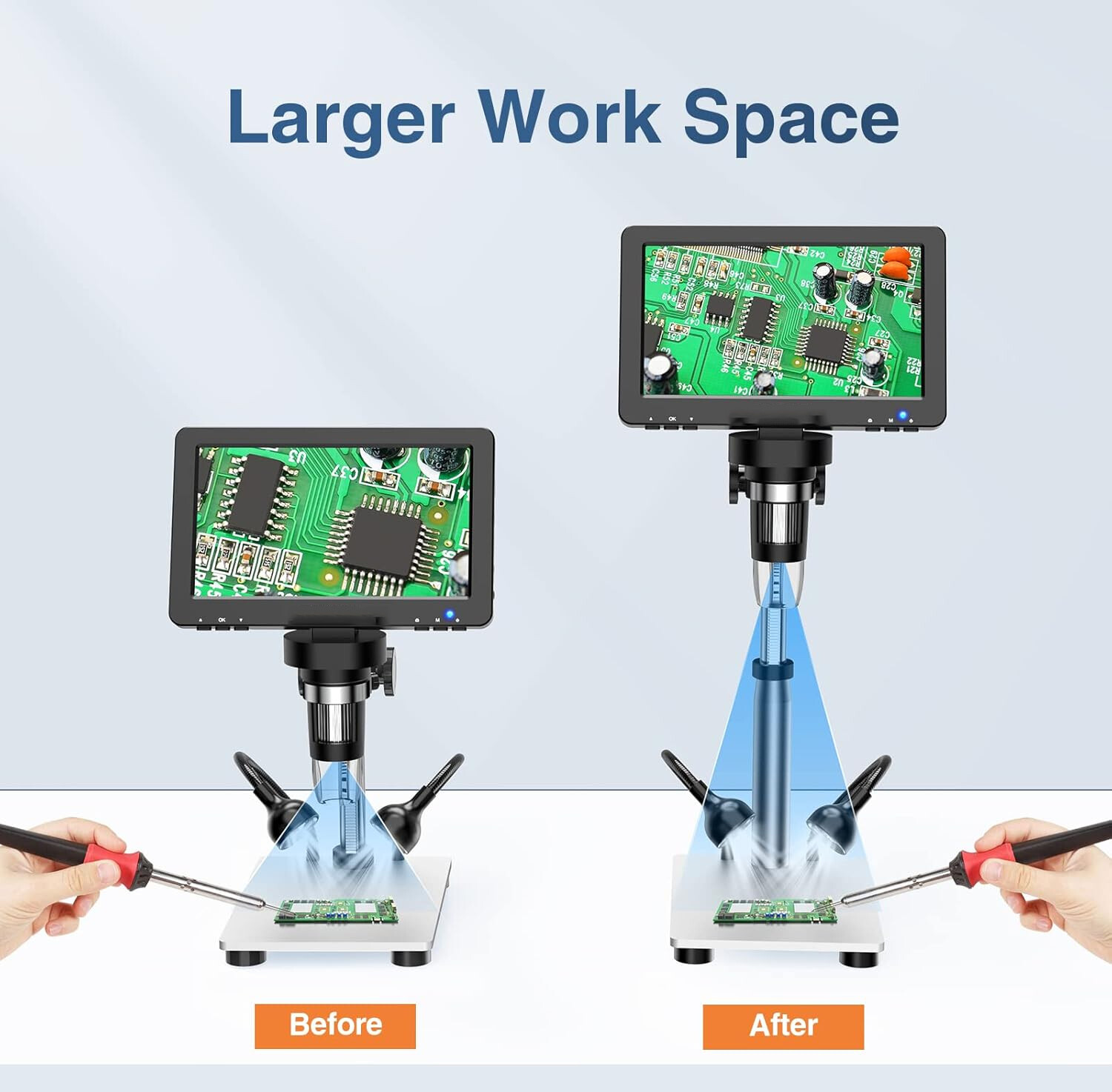 TOMLOV 7" LCD Digital Microscope 1200X Coin Microscope Wired Remote ...