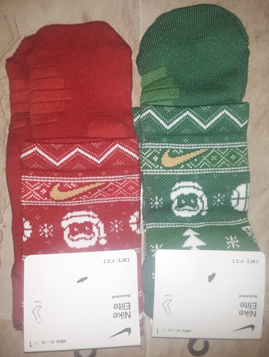 NIKE SANTA XMAS SOCKS BASKETBALL CREW PE MEN XL USA SHOE SZ 12 13 14 15 ...
