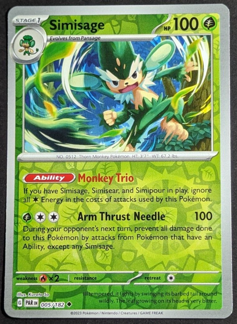 Simisage Reverse Holo NM 005/182 Paradox Rift Pokemon Card | eBay