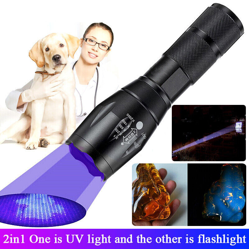Super Bright 120000lm UV Torch Ultra Violet Flashlight Blacklight Light ...