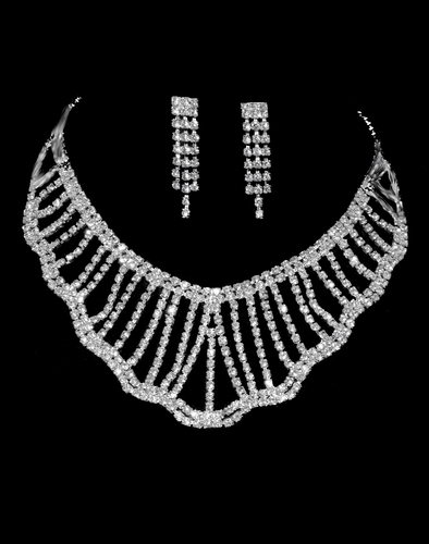 Collana Orecchini Set Gioielli Chiusura a Farfalla Collier Sposa Argento Chiaro | eBay