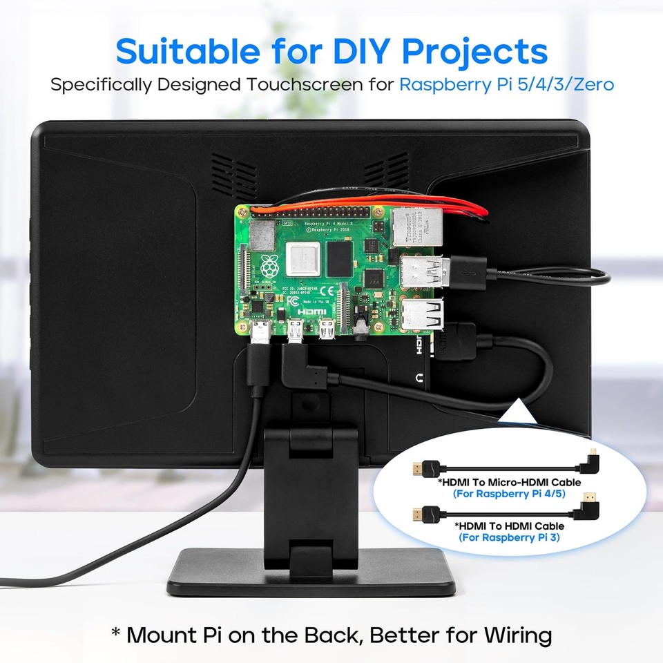 Touch Screen Monitor with Case,10.1’’ Raspberry Pi Screen, IPS FHD 1024 ...