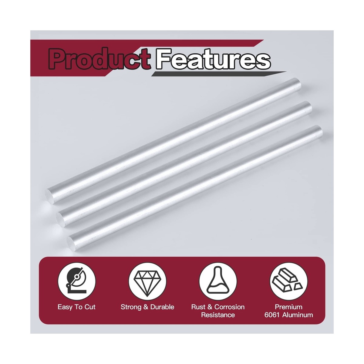 5/8 Steel Rod 3-Pack Aluminum Round Rods - 5/8" X 13" (16mm X 330mm ...