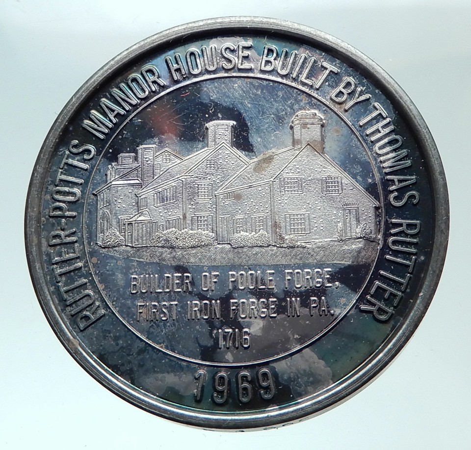 1969 USA Pottstown, PENNSYLVANIA Coin Club Proof Antique Genuine Medal ...
