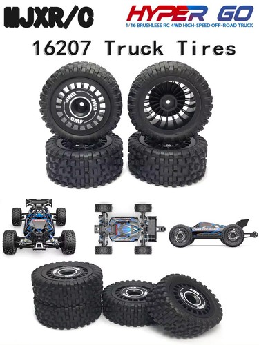 MJX Tire Hyper Go Buggy 16207 Wheels Rims 4pc 34mm X 78mm 12m Hex P/N ...