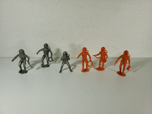 Marx Operation Moon Base Figures Lot of 6 Vintage Silver Orange Plastic ...